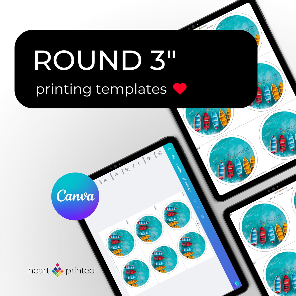 Round 3" Canva Printing Templates | Heart Printed